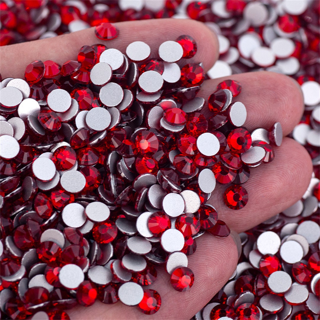 1440pcs/bag SS3-SS20 3D Red Flat Bottom Round Glass Crystal Rhinestone ...