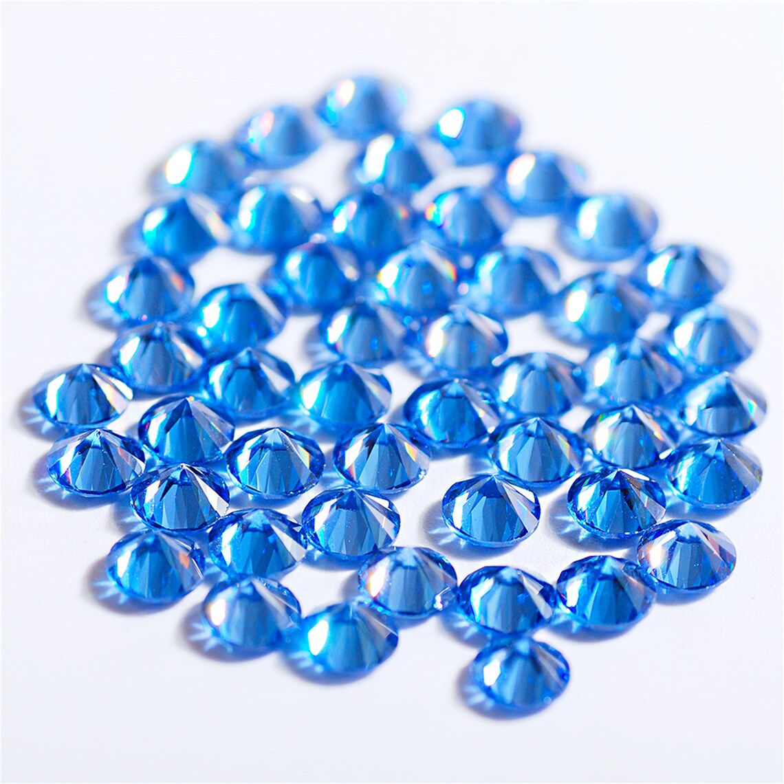 50PCS/100PCS 3D Super Flash Round Sapphire Diamond Shape Cubic Zirconia ...