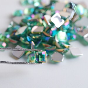 5*5mm 2000pcs Acrylic Colorful AB Square Flat Back Non Hotfix ...