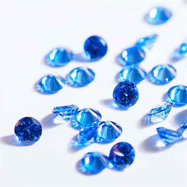 50PCS/100PCS 3D Super Flash Round Sapphire Diamond Shape Cubic Zirconia ...