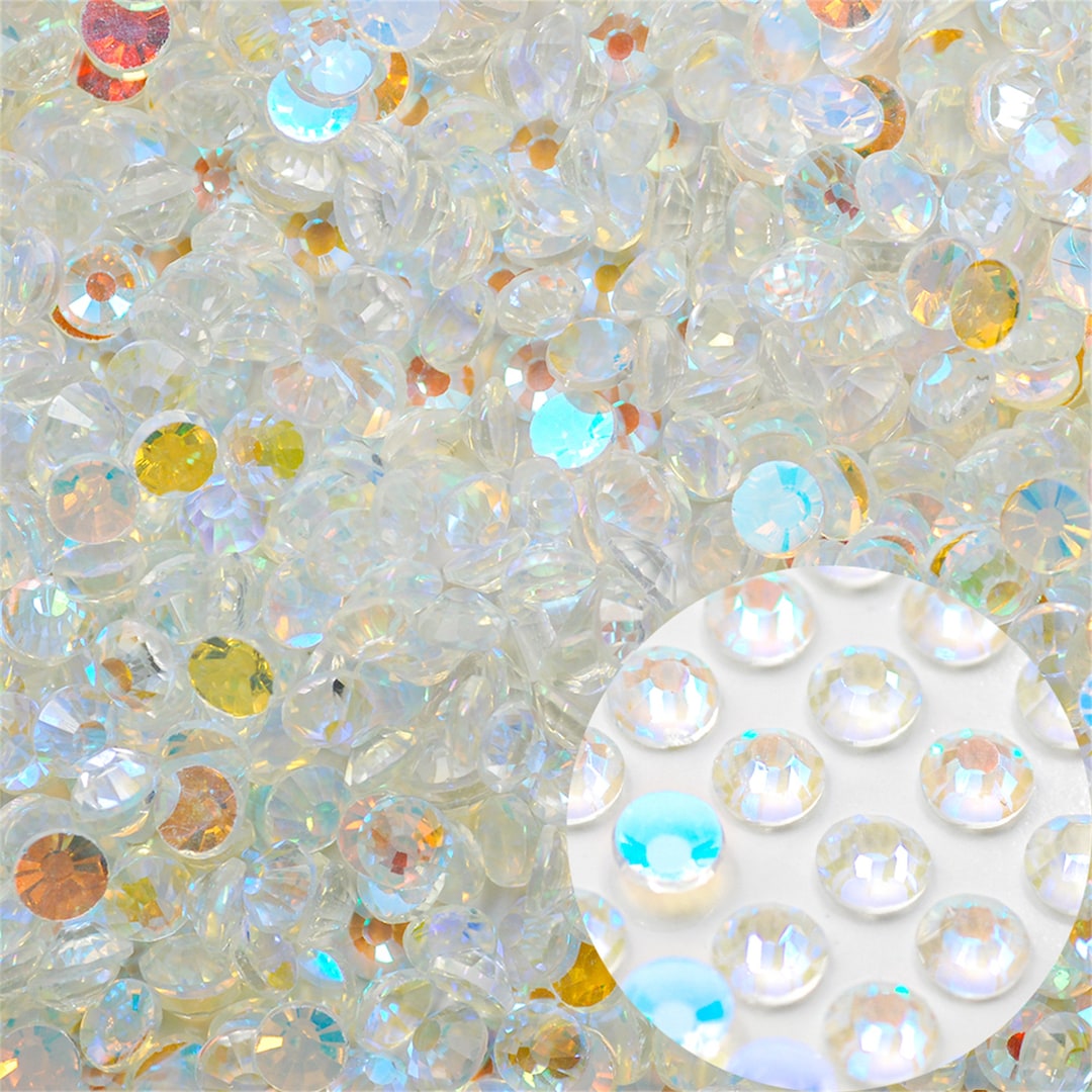 SS3-SS30 3D Flash Flat Bottom Round Glass Crystal Ab Glass Gem ...