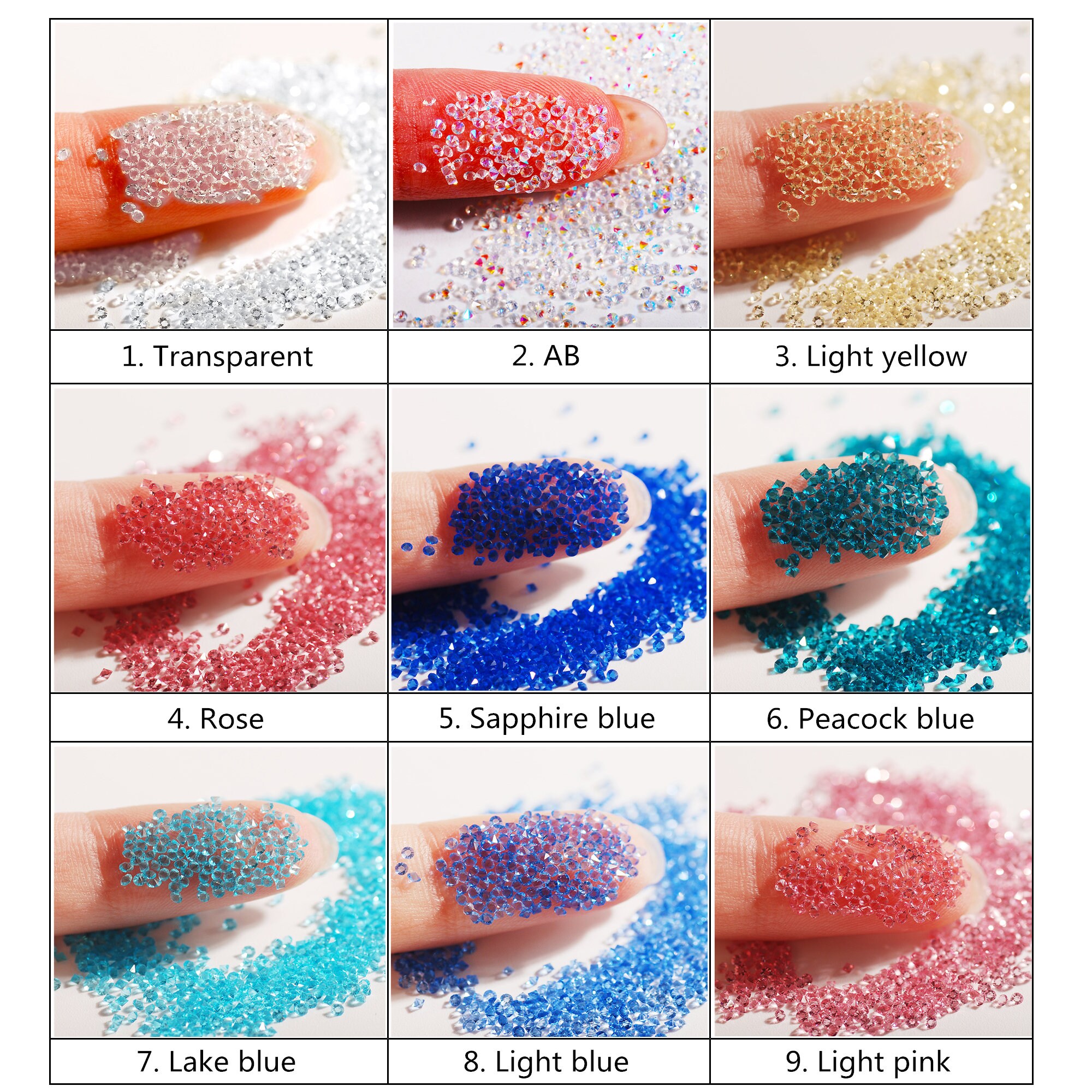 24 Colors 1.1mm Crystal Mini Nails Art Glass Multicolor Rhinestone ...