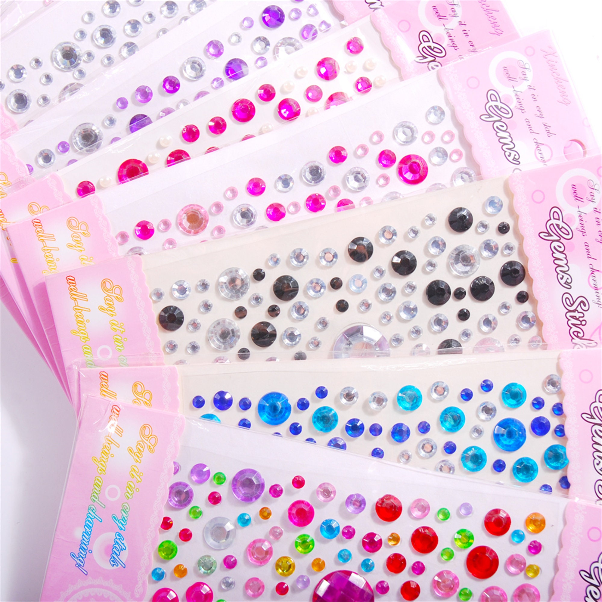 12 Styles 3D Gem Stickers Round Rhinestone Crystal Stickers - Etsy