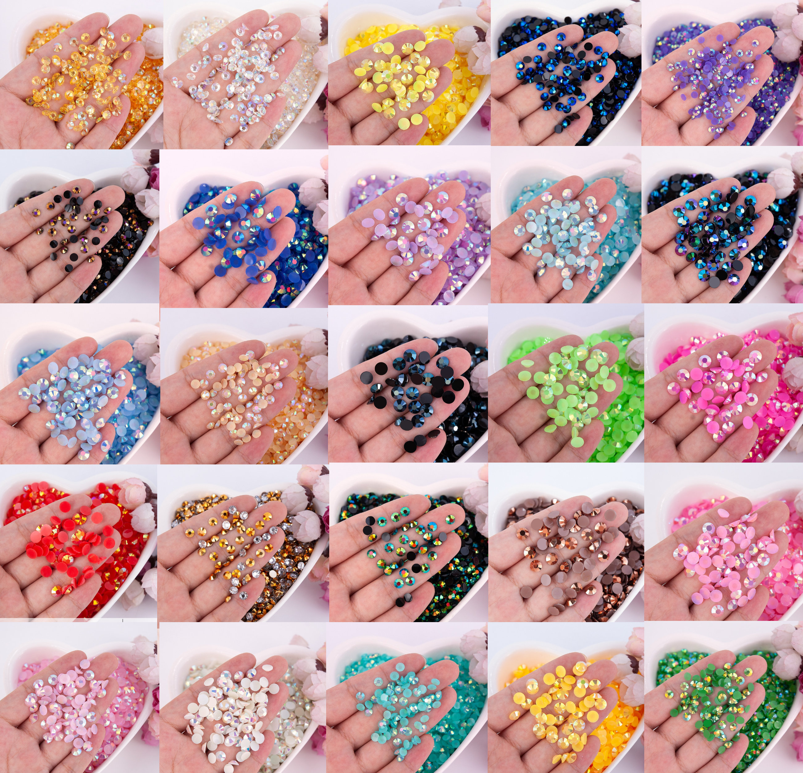 10000pcs - 15000pcs Jelly Resin AB Flatback Resin Rhinestone Kit 2mm ...