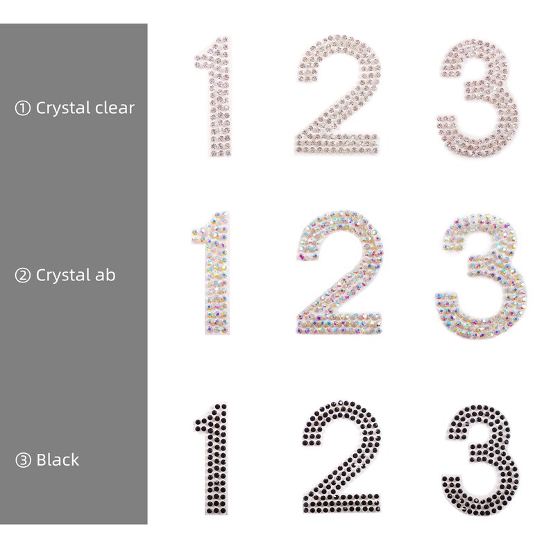 0-10/Set Number letter Rhinestone Patches 45mm Hotfix Crystal | Etsy
