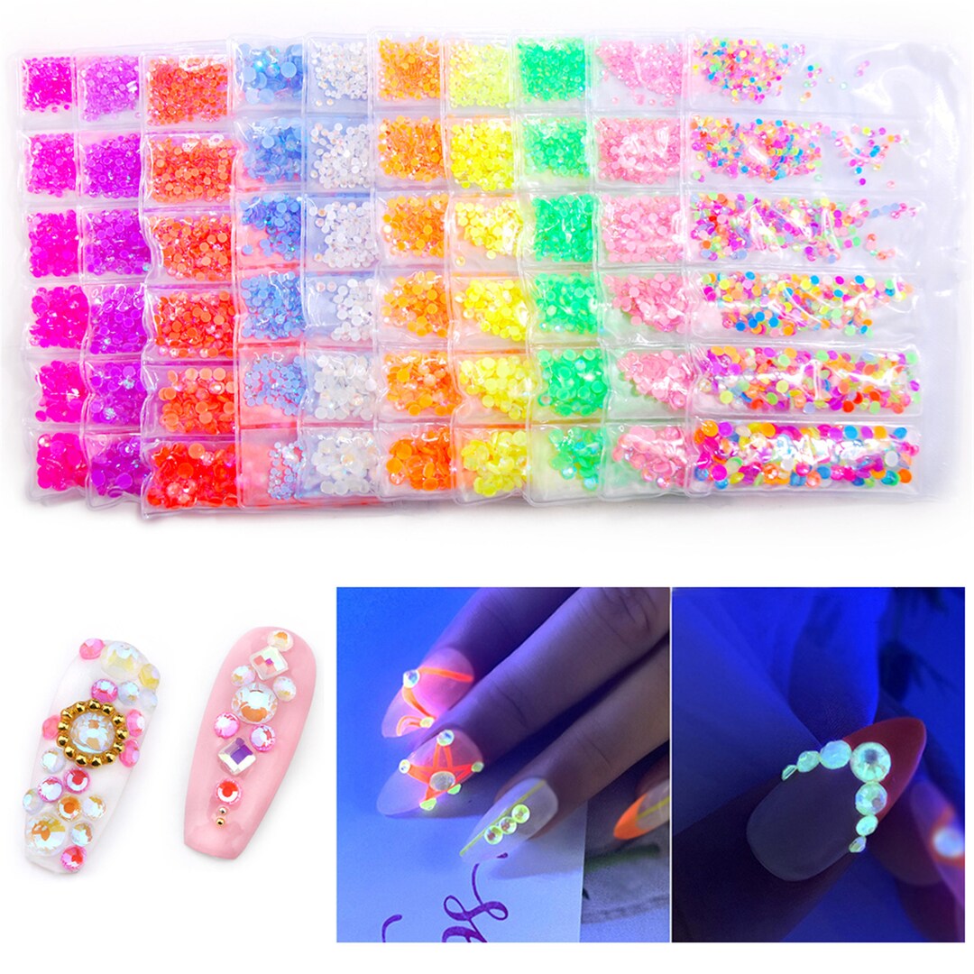 6 Sizes Mix 2-5MM Fluorescent Luminous Rhinestone Glitter Neon - Etsy