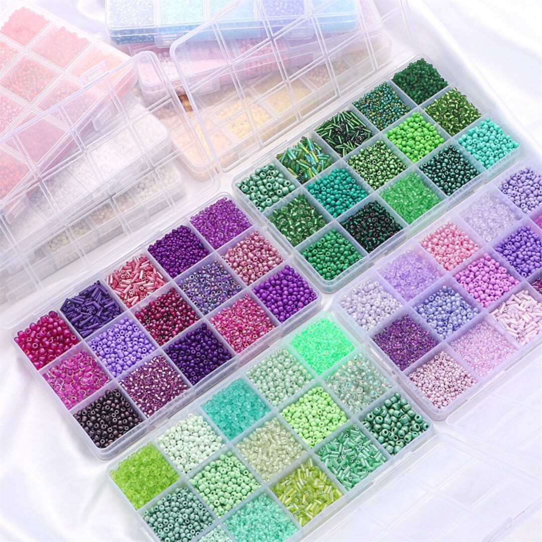 15 Grid Glass Rice Bead Perforated Multi-color Tube Bead Material for ...