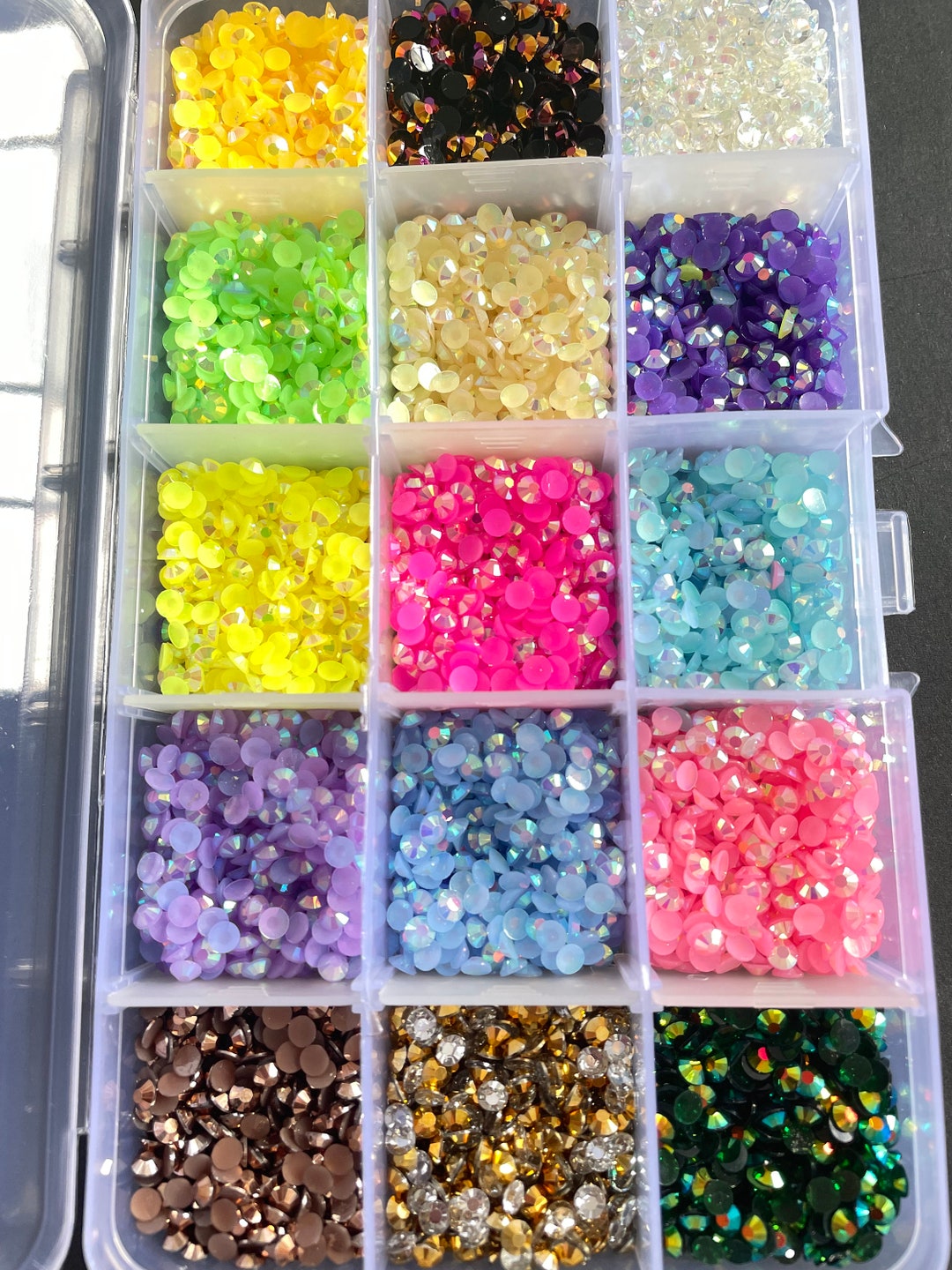 10000pcs - 15000pcs Jelly Resin AB Flatback Resin Rhinestone Kit 2mm ...