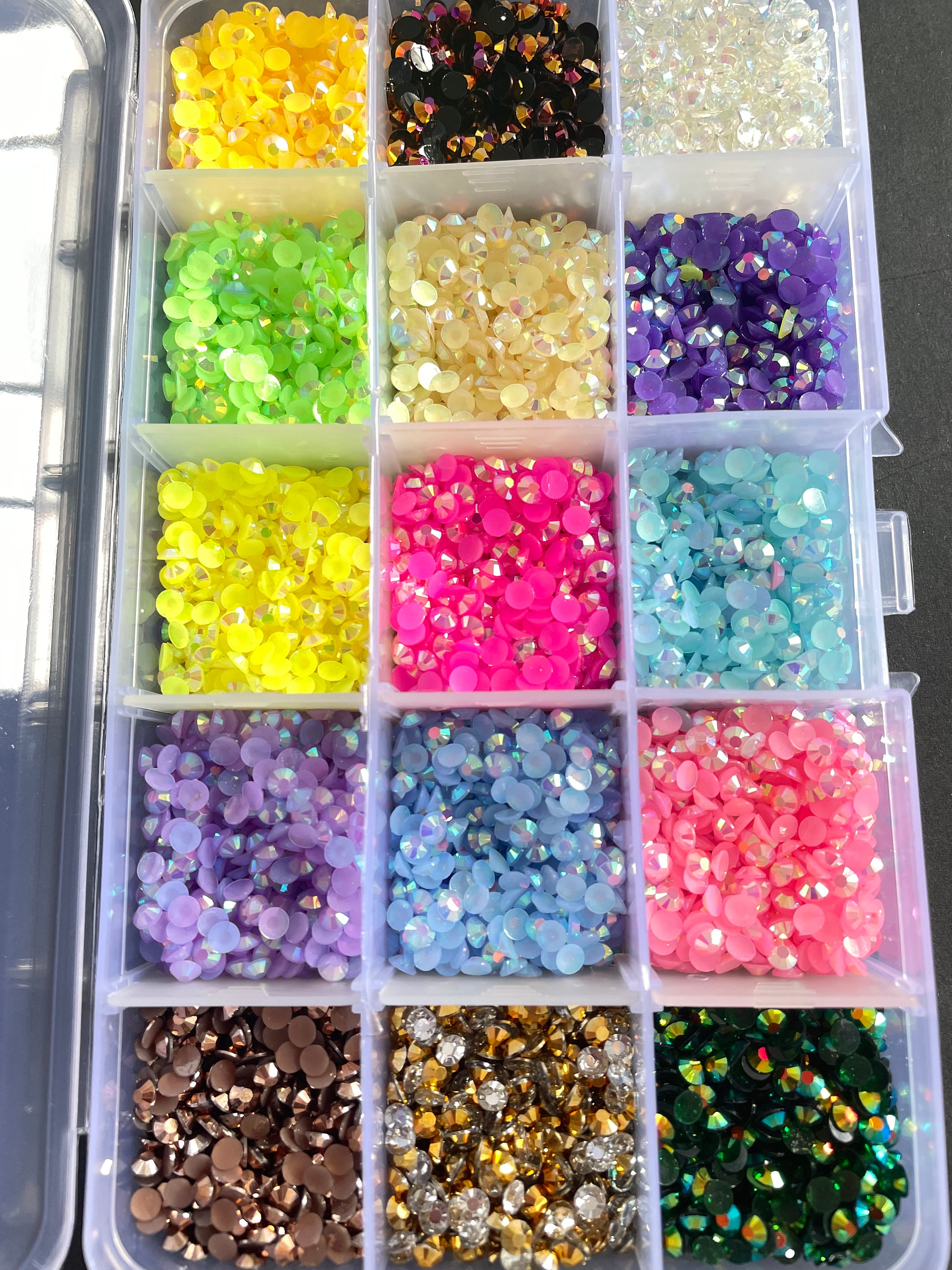 10000pcs - 15000pcs Jelly Resin AB Flatback Resin Rhinestone Kit 2mm ...
