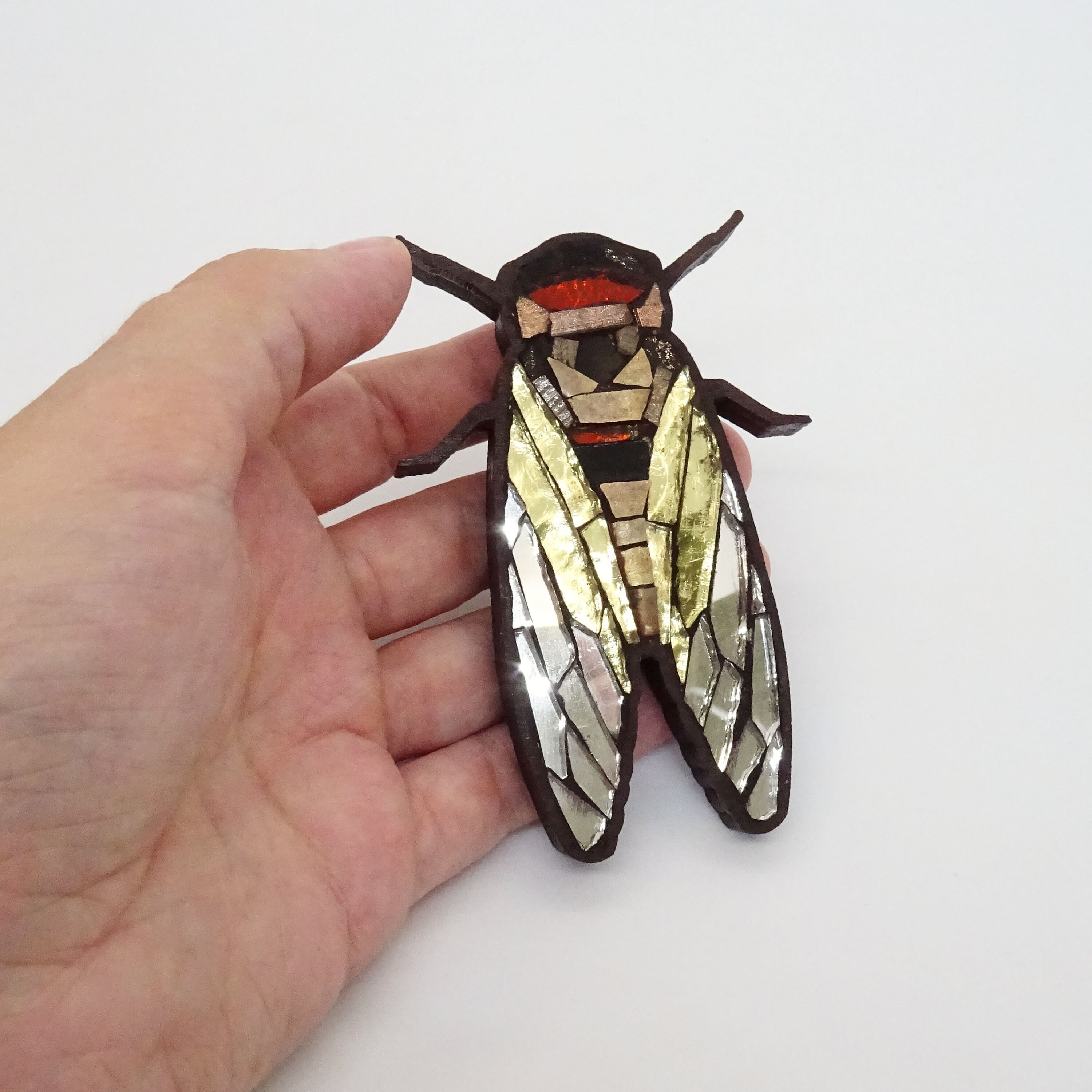 Insecte décoration originale Cigale Cicada en verre et bois - Etsy France