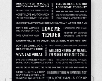 ELVIS Song Lyrics Poster A3 | Etsy