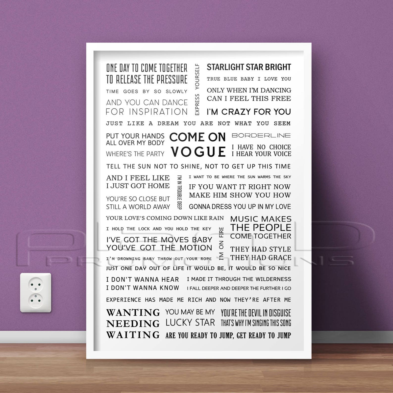 Madonna Song Lyrics Poster A3 Size - Etsy