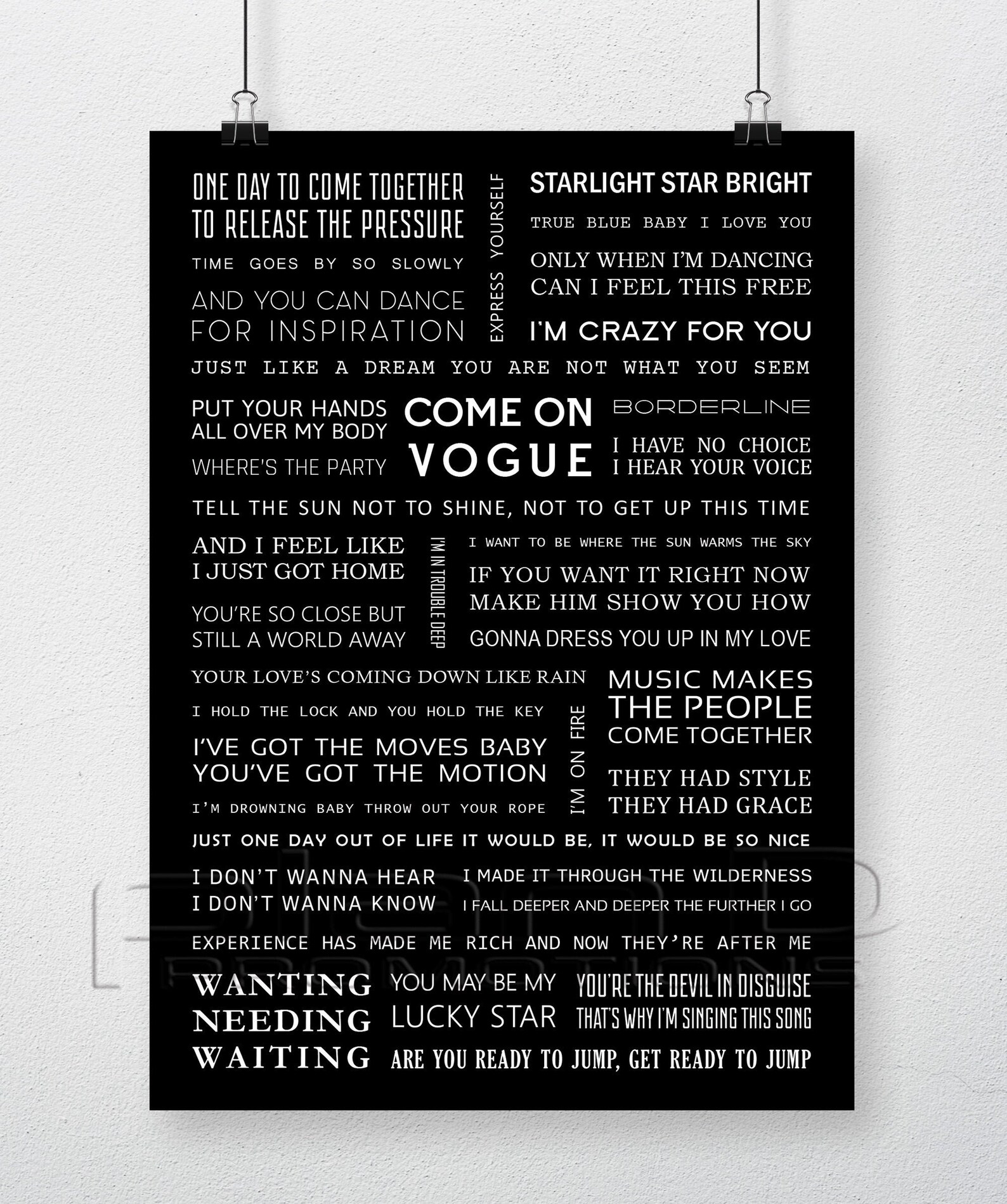 Madonna Song Lyrics Poster A3 Size - Etsy