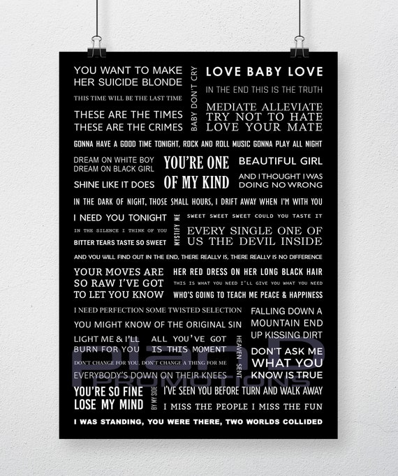 INXS Song Lyrics Poster A3 Size - Etsy UK