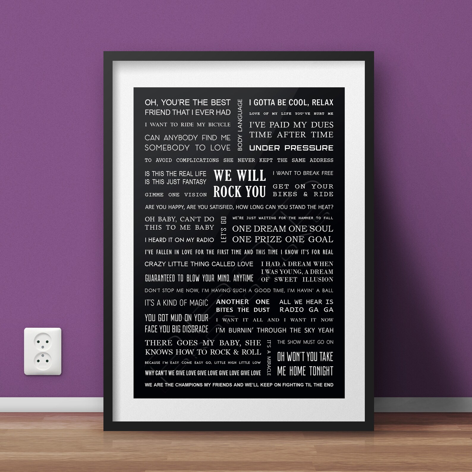 Queen Song Lyrics Poster A4 & US Letter - Etsy Australia