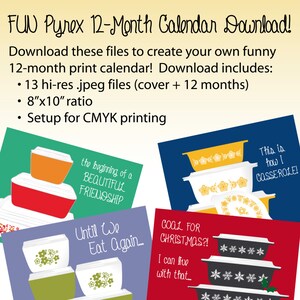 Fun Pyrex 12-month Calendar Artwork Download - Etsy