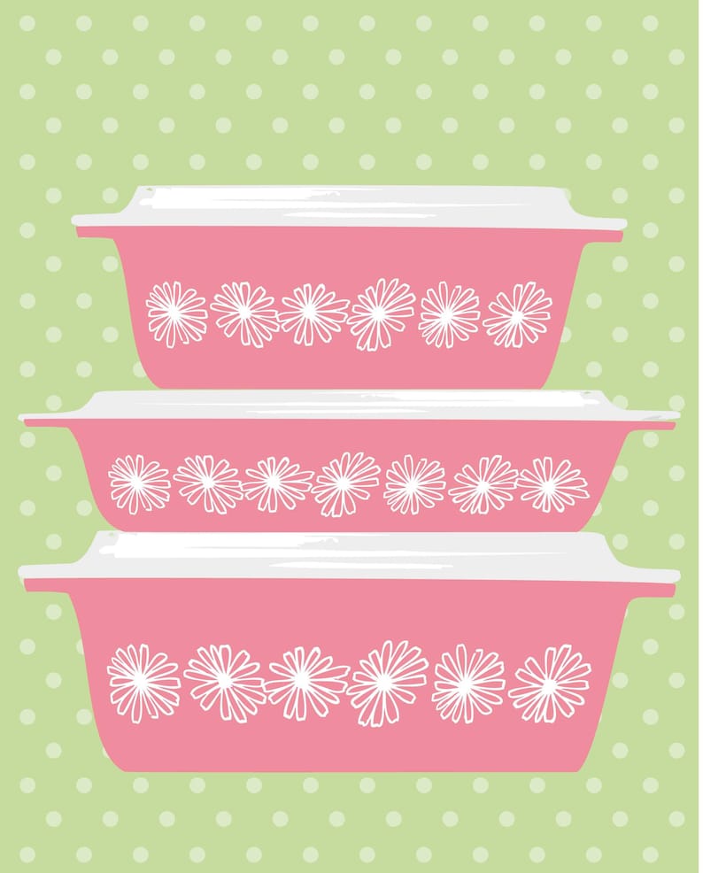 Pyrex Space Saver Pink Daisies png File Download | Etsy