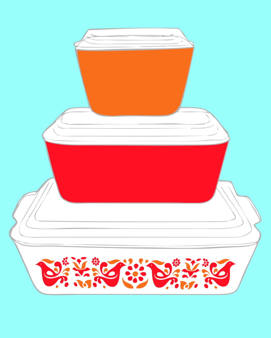 Pyrex Refrigerator Dish (.svg) Stacked Dishes Friendship - Etsy
