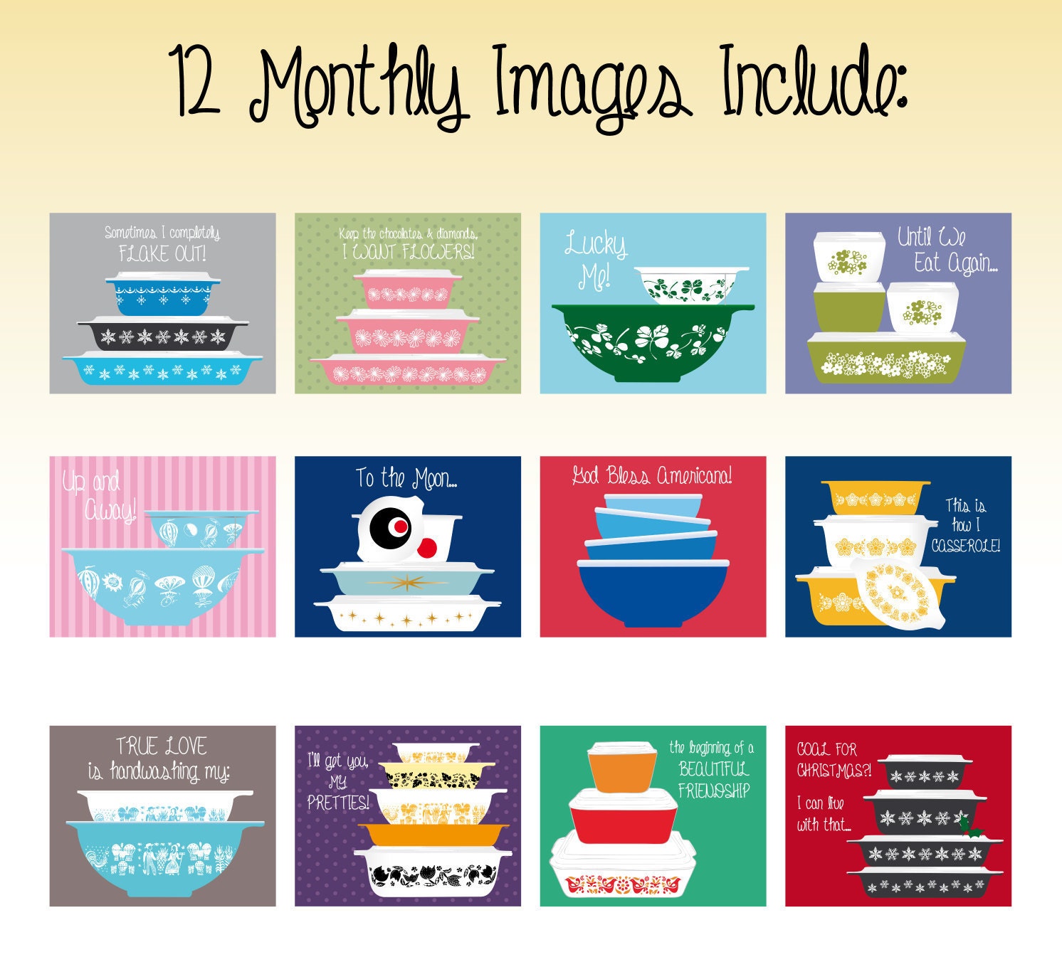 Fun Pyrex 12-month Calendar Artwork Download - Etsy