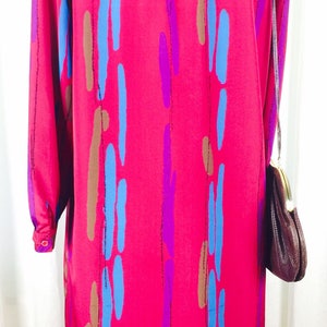 Vintage 70's Bright Raspberry Silky Poly Blend Abstract Geometric ...