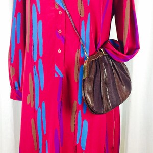 Vintage 70's Bright Raspberry Silky Poly Blend Abstract Geometric ...
