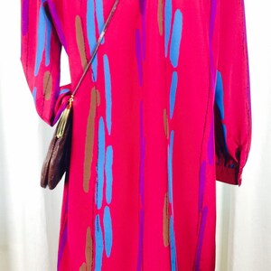 Vintage 70's Bright Raspberry Silky Poly Blend Abstract Geometric ...