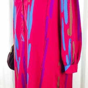 Vintage 70's Bright Raspberry Silky Poly Blend Abstract Geometric ...