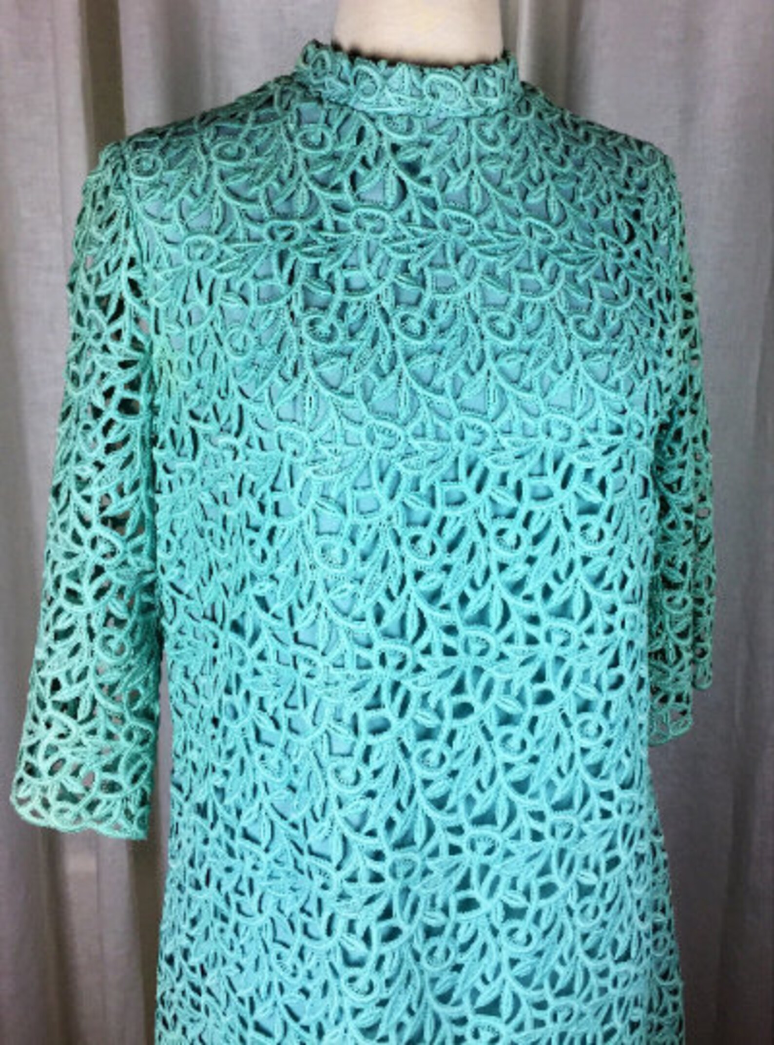 Vintage 60's Robin Egg Blue Embroidered Lace Dress - Etsy