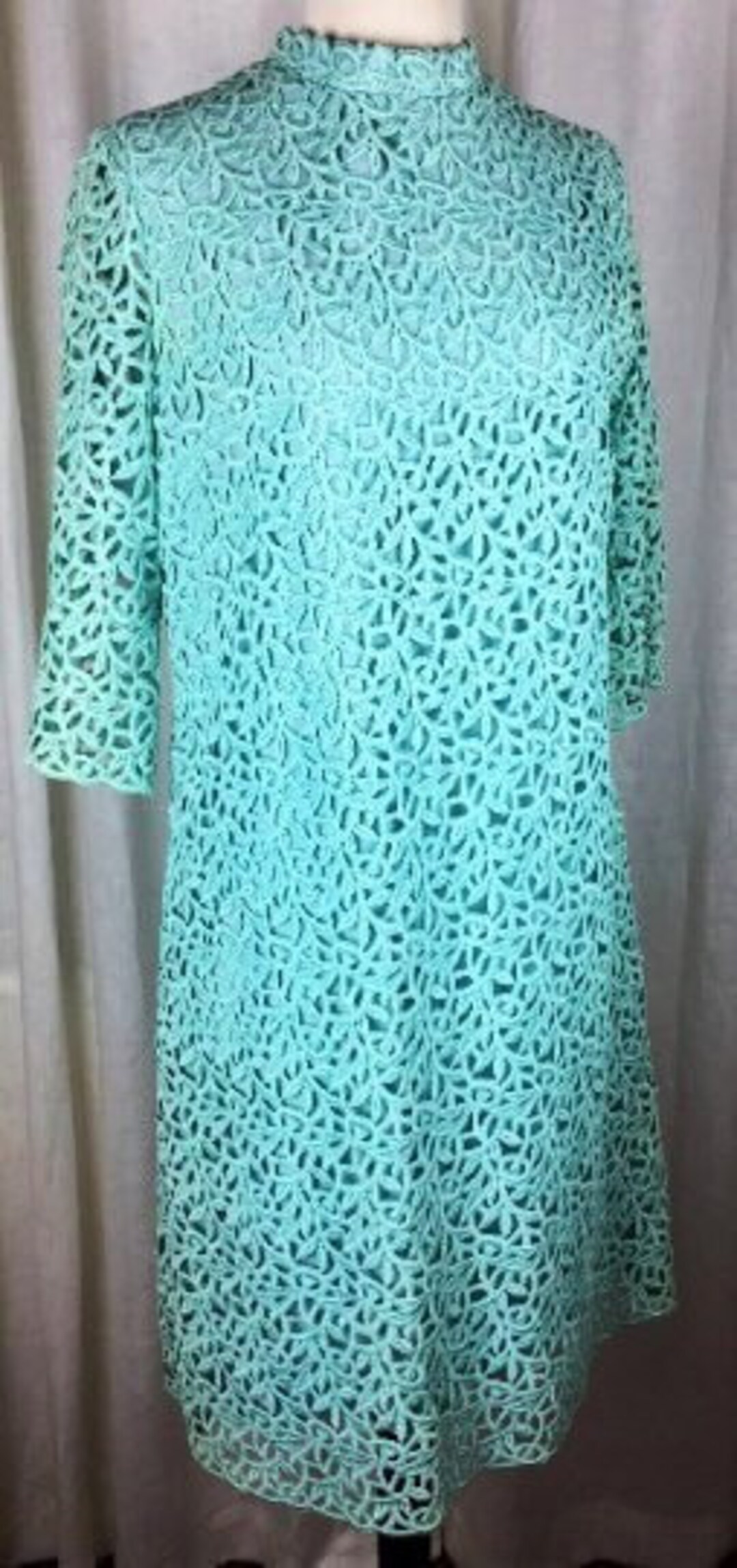 Vintage 60's Robin Egg Blue Embroidered Lace Dress - Etsy