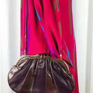 Vintage 70's Bright Raspberry Silky Poly Blend Abstract Geometric ...