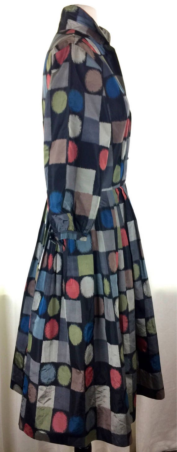 Vintage 50's bright colored abstract geometric taffet… - Gem