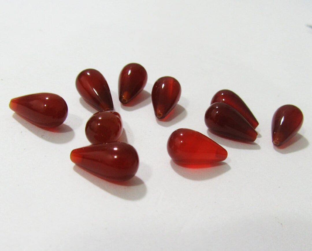 10 Carnelian Cone-shaped Beads With Hole 9x6 Mm - Natural Orange-red ...
