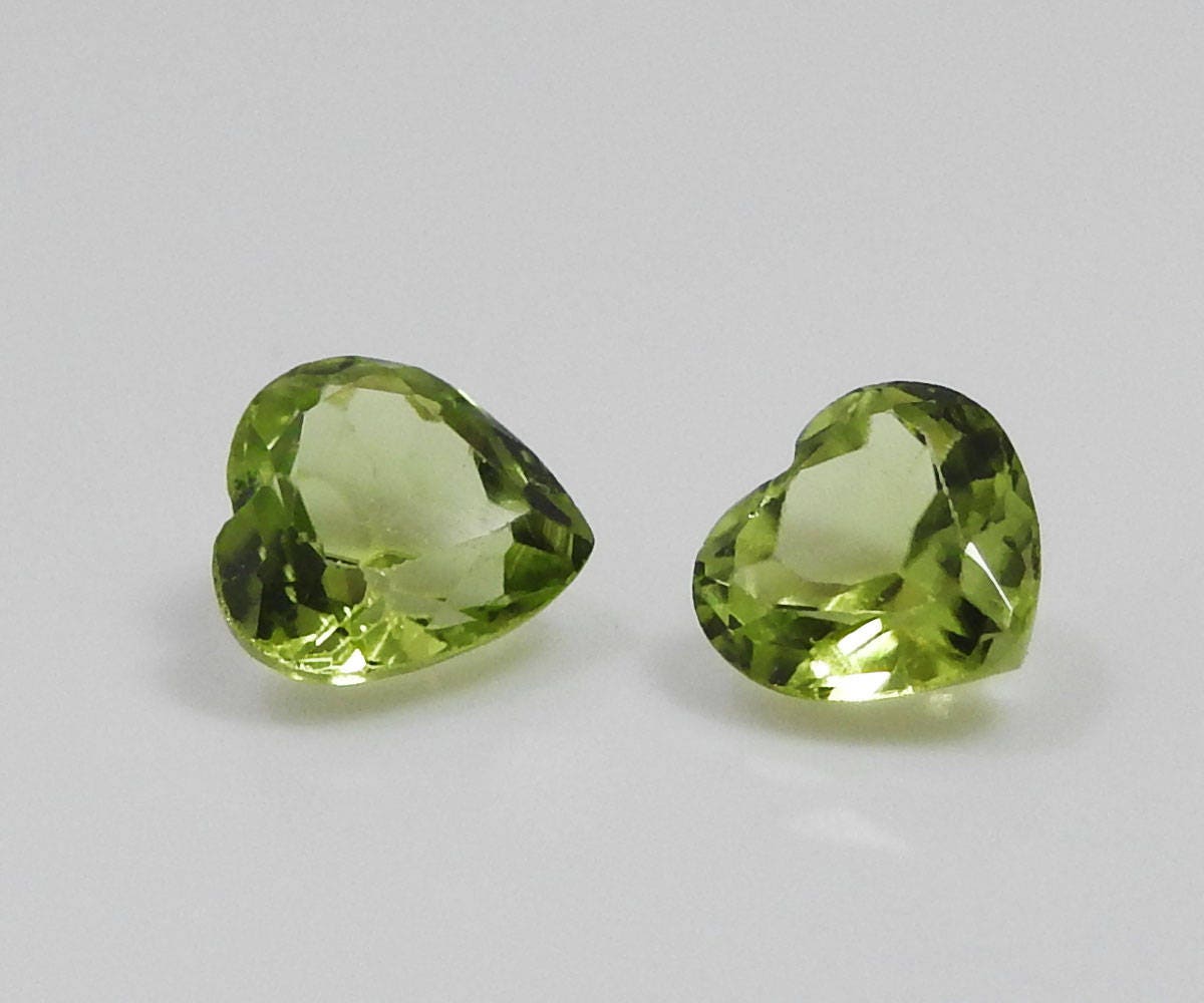 Heart Peridot, Pair for Earrings, Loose Gemstones, Genuine Peridot ...