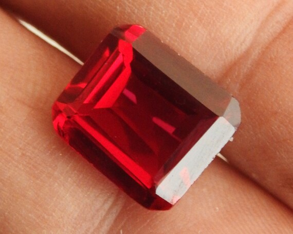 Pigeon Blood Red Color Stone Rare Big Red Stone Emerald Cut | Etsy
