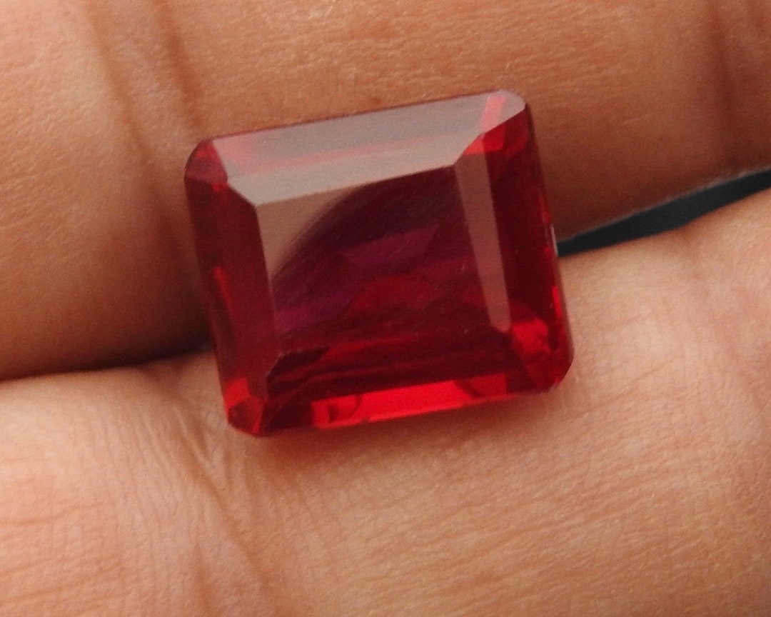 Big Red Stone Pigeon Blood Ruby Color Emerald Cut Lab Stone - Etsy
