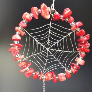 Coral Circlet With Spider and Web - Etsy