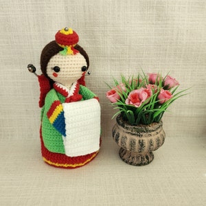 Crochet Doll Pattern, Korean Hanbok Wedding Bride, Amigurumi Doll ...