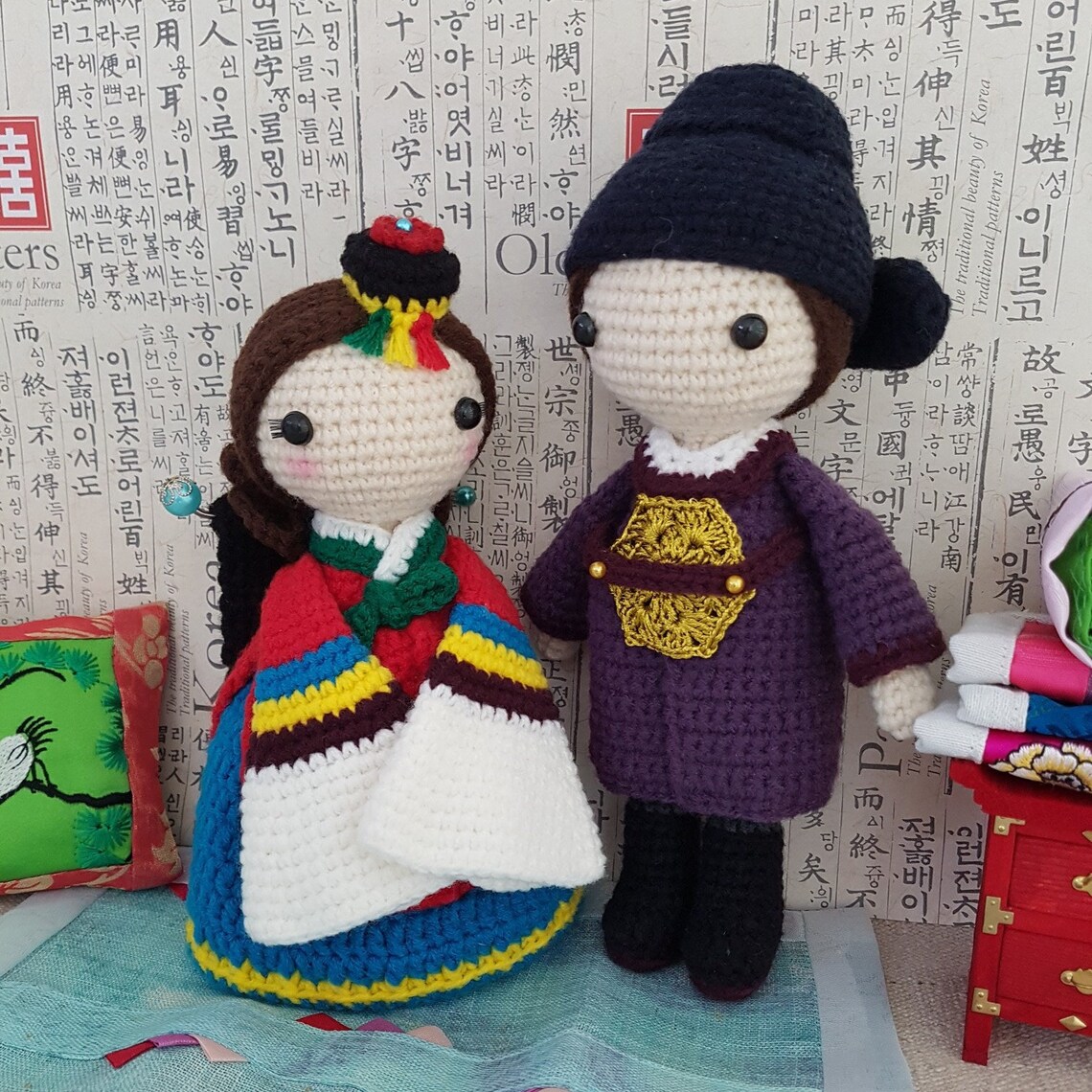 Crochet Doll Pattern Korean Traditional Wedding Couple - Etsy