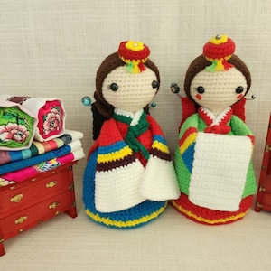 Crochet Doll Pattern, Korean Hanbok Wedding Bride, Amigurumi Doll ...