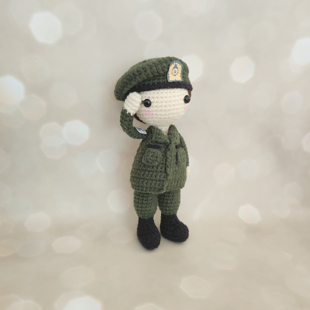 Crochet Doll Pattern, ROKA Soldier With Beret, Amigurumi Doll Pattern ...