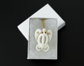 Polynesian Turtle Bone Pendant With Adjustable Rope Necklace - Etsy