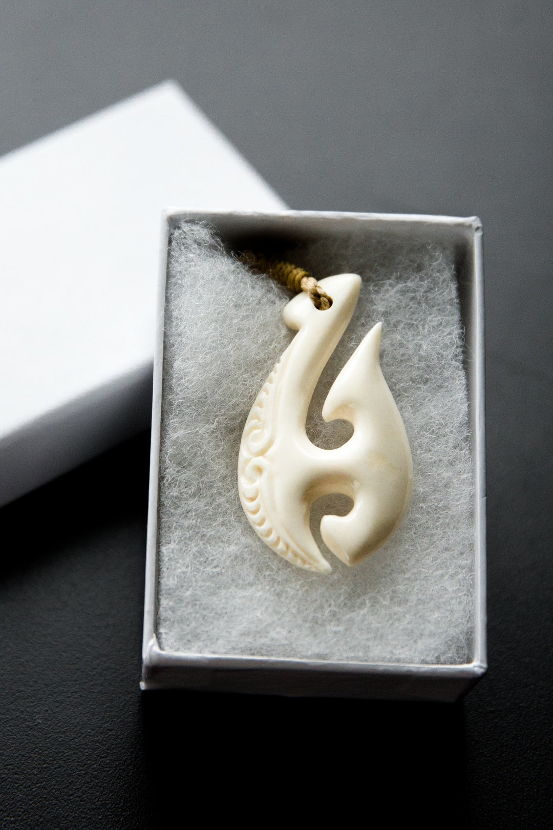 Polynesian Hook Bone Pendant With Adjustable Rope - Etsy