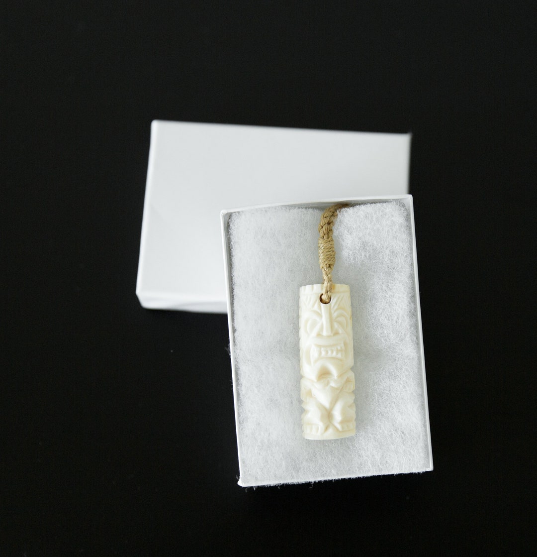 Tiki Bone Pendant With Adjustable Rope Pendant - Etsy