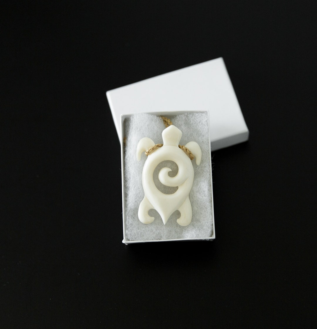 Polynesian Turtle Bone Pendant With Adjustable Rope Necklace - Etsy