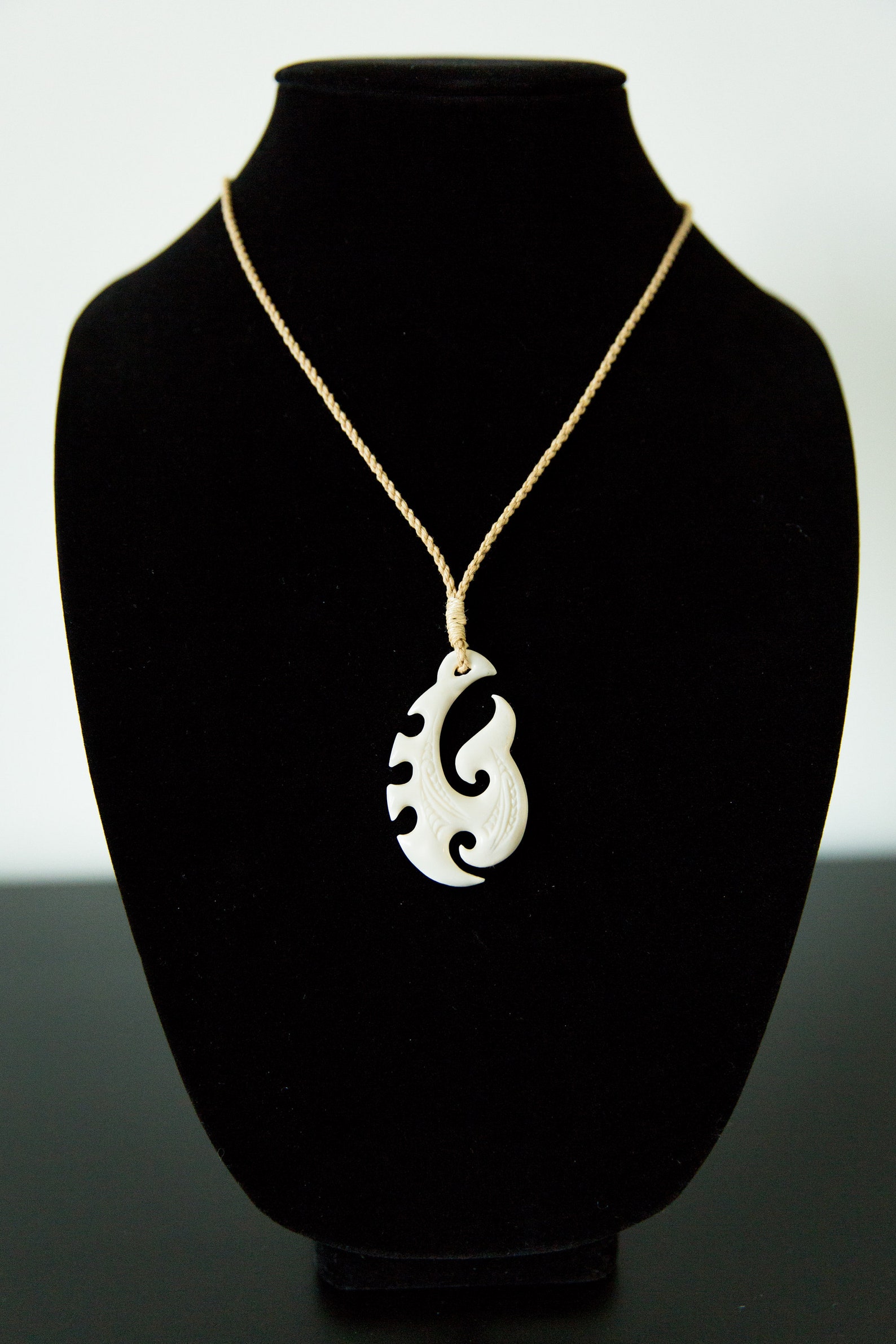 Polynesian Hook Bone Pendant With Adjustable Rope Necklace - Etsy