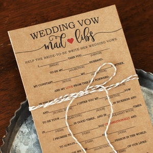 PRINTED Wedding Mad Libs . Wedding Vow Mad Libs - Etsy