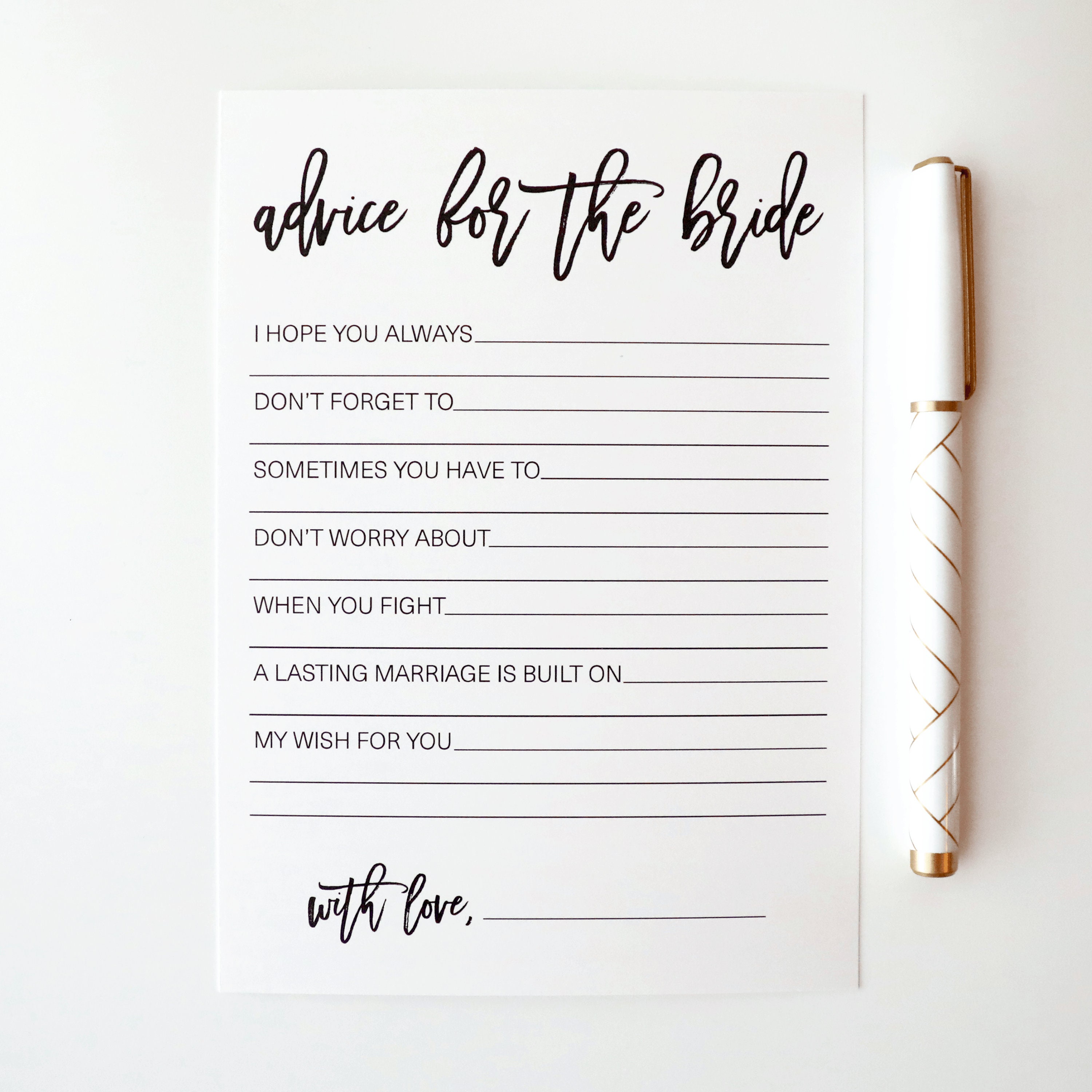 PRINTED Advice for the Bride Cards. Bridal Shower Advice Cards - Etsy