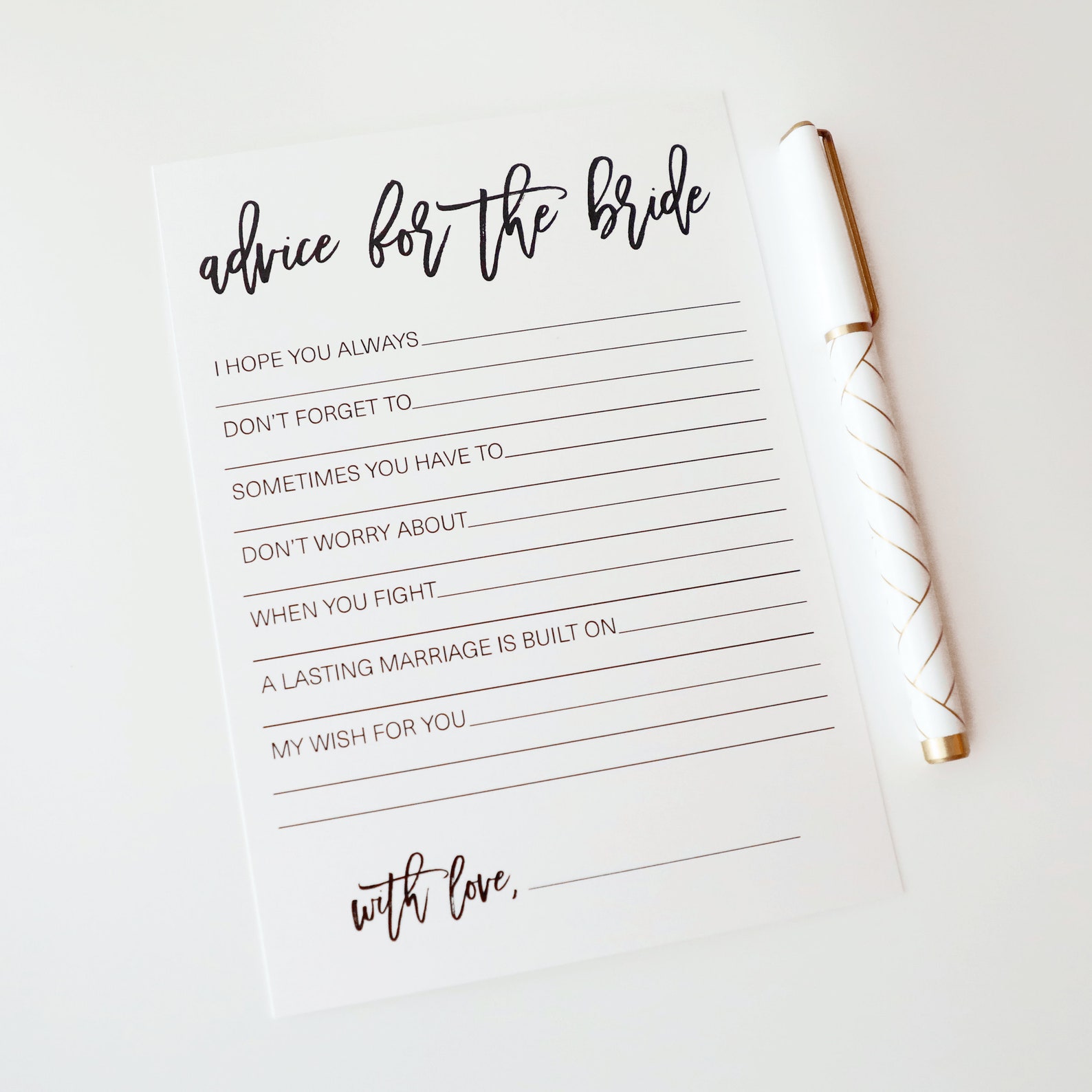 PRINTED Advice for the Bride Cards. Bridal Shower Advice Cards - Etsy