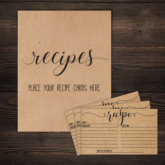 Recipe card sign. Place your recipe card here sign. Recipe card bridal ...