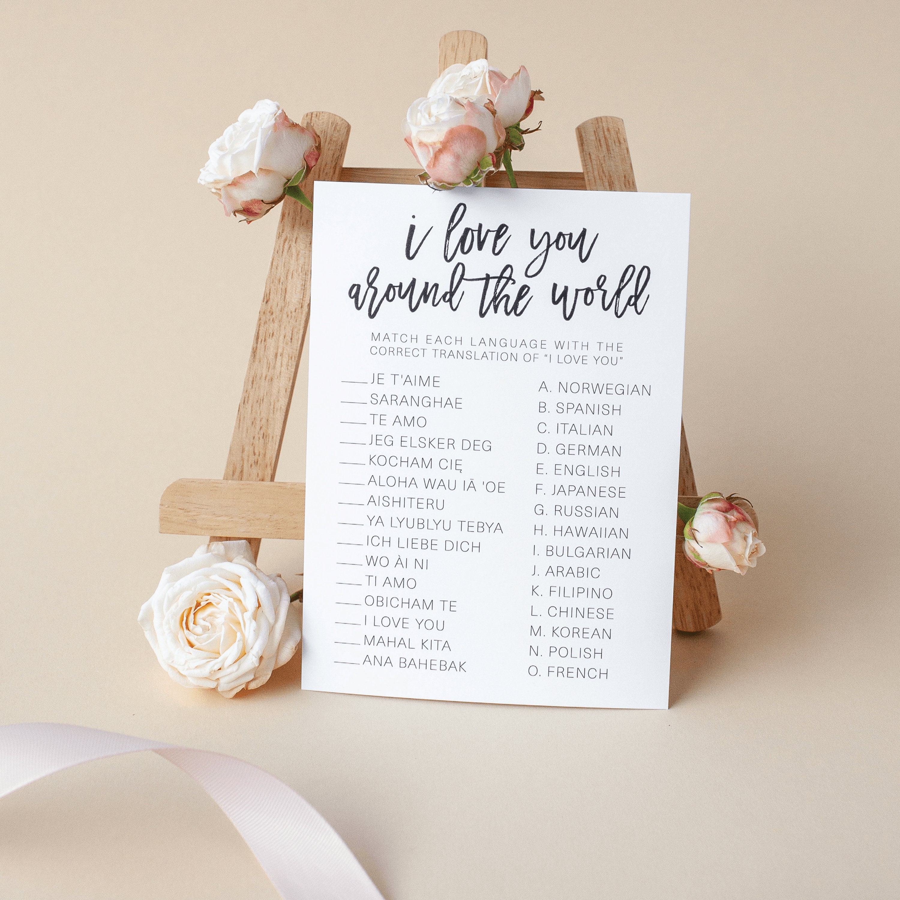 I Love You Around The World Bridal Shower Games I Love You Etsy